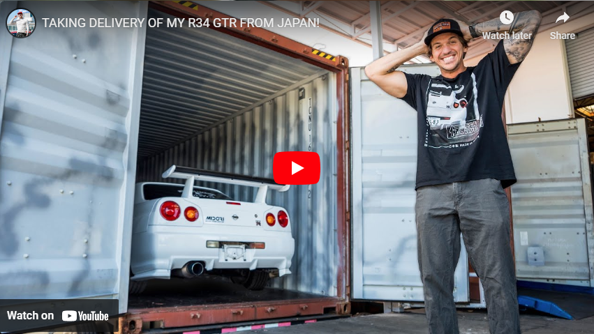 Dustin Williams takes delivery of his R34 GT-R from Japan | Toprank ...