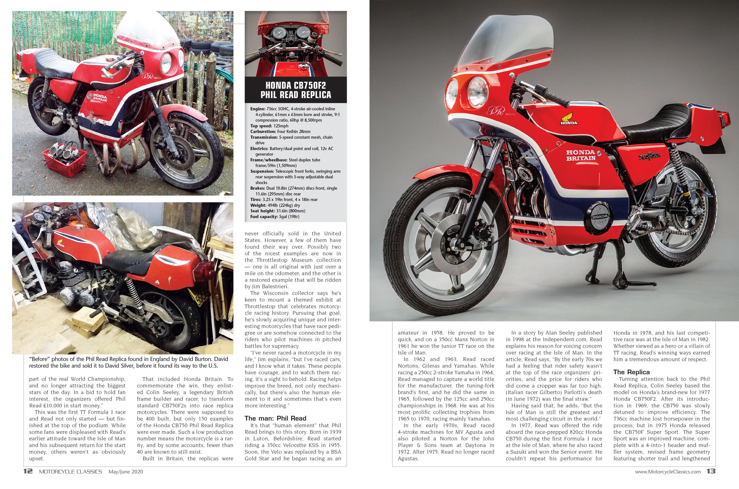 Motorcycle Classics: Phil Read Replicas - Honda CB750F2 | Throttlestop | Automotive and ...